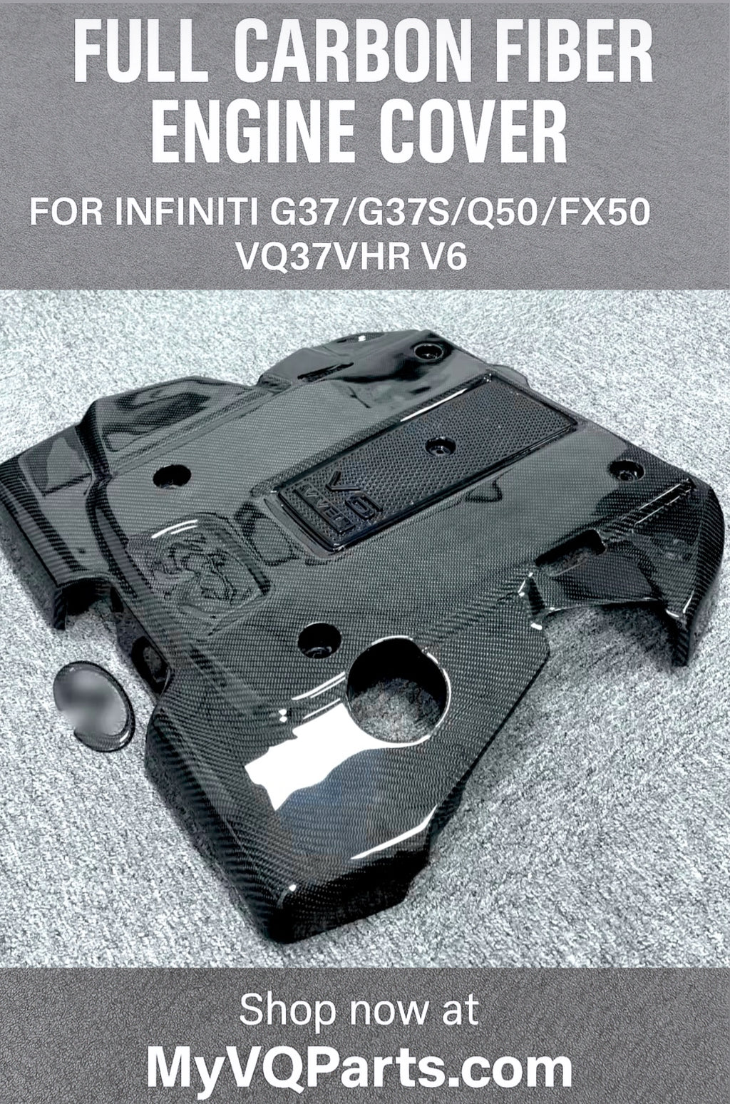 MyVQParts Full Carbon Fiber Engine Cover for Infiniti G37...