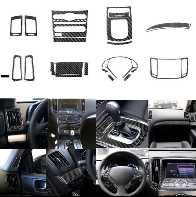 24Pcs Real Carbon Fiber Full Interior Kit Dash Trim For I...