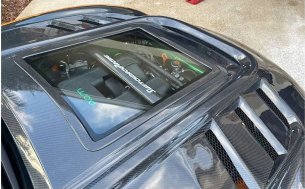 G37 Carbon fiber Hood with Tempered Glass Viewing panel + vents New St