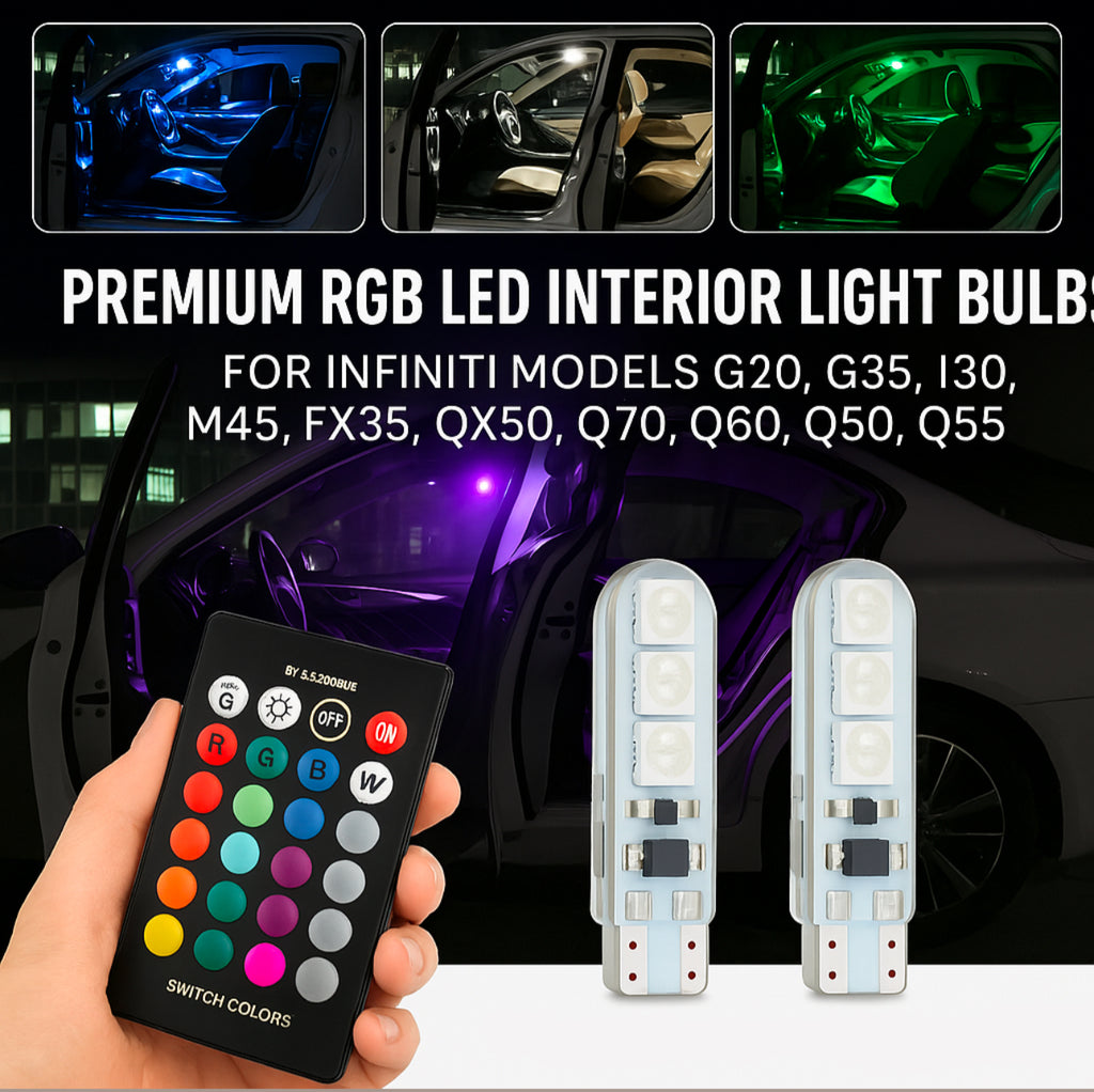 Premium RGB LED Interior Light Bulbs for Infiniti Models (G20, G35, G3