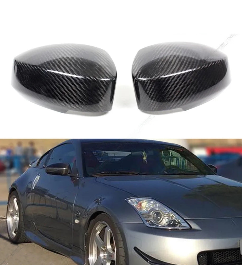 2003-2007 NISSAN 350Z Z33 REAL CARBON FIBER SIDE MIRROR COVERS CAP OVE