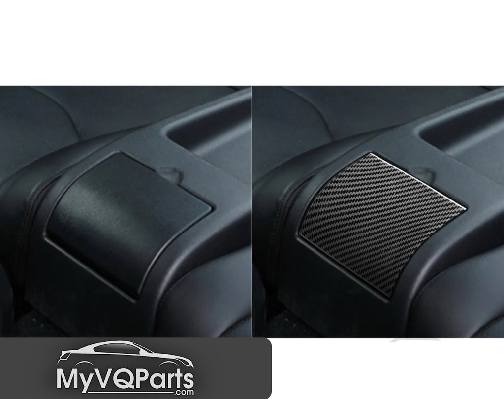 Carbon Fiber Rear Armrest Cupholder Cover Trim For Infini...