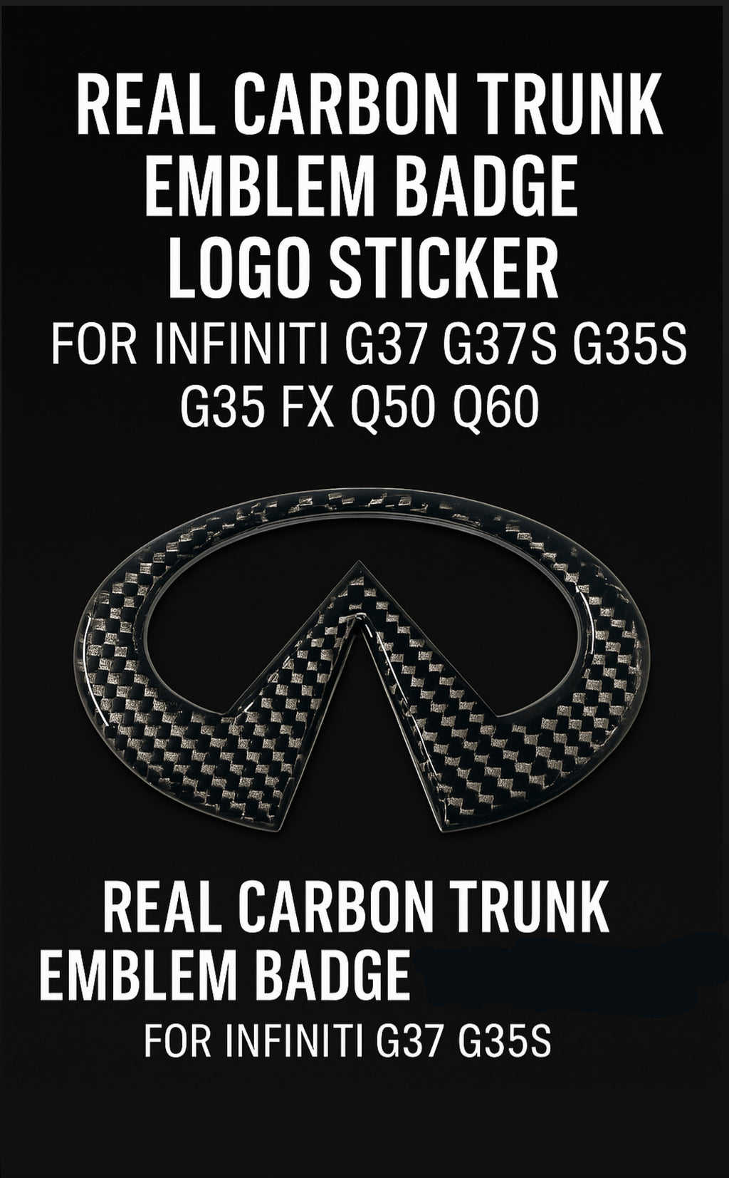 REAL CARBON TRUNK EMBLEM BADGE LOGO STICKER FOR INFINITI G37 G37S G35S