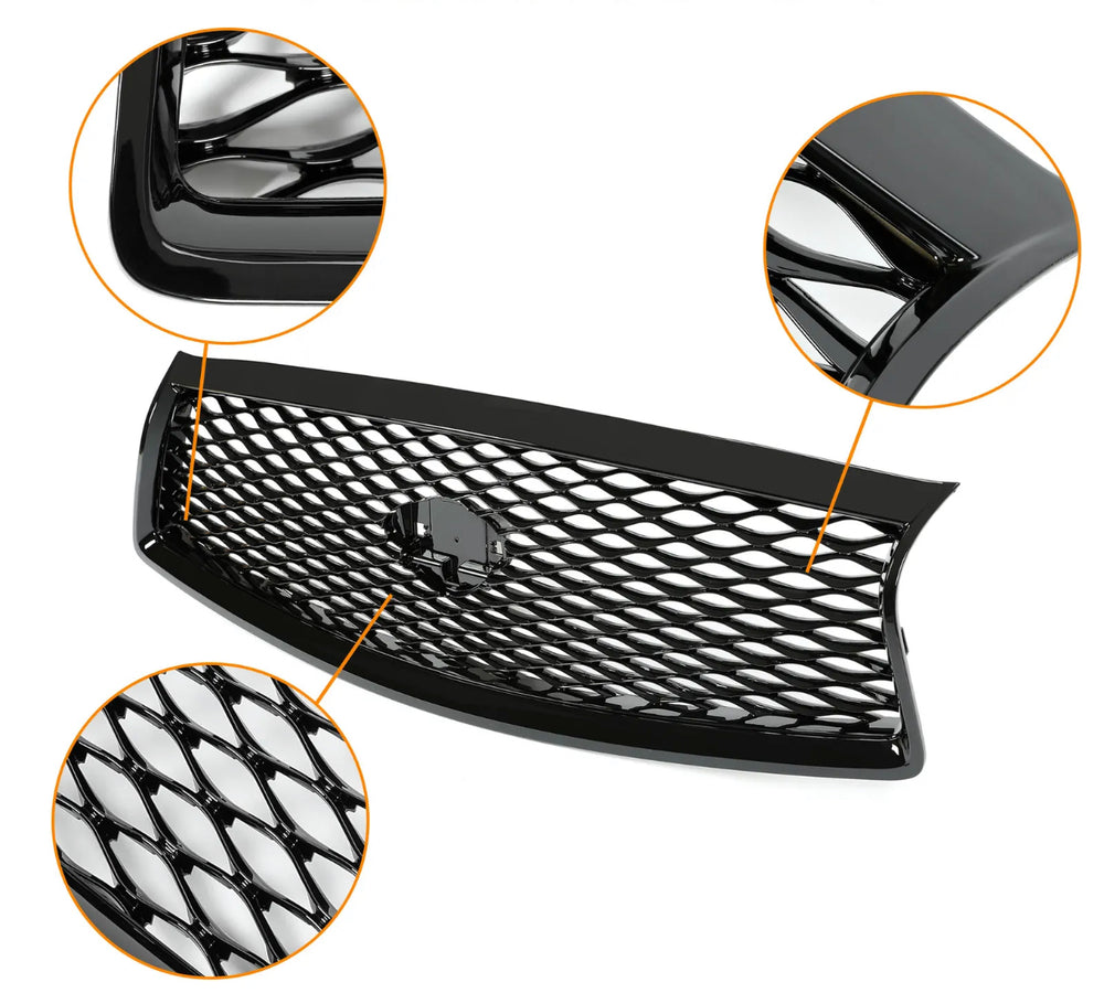 Infiniti Q50 Q60 Replacement Gloss Black Front Bumper Grille